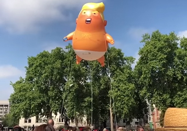 Baby Trump blimp sails over Los Angeles