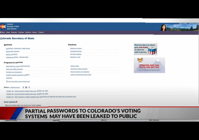 Colorado Exposes Passwords for Election Machines on Website
